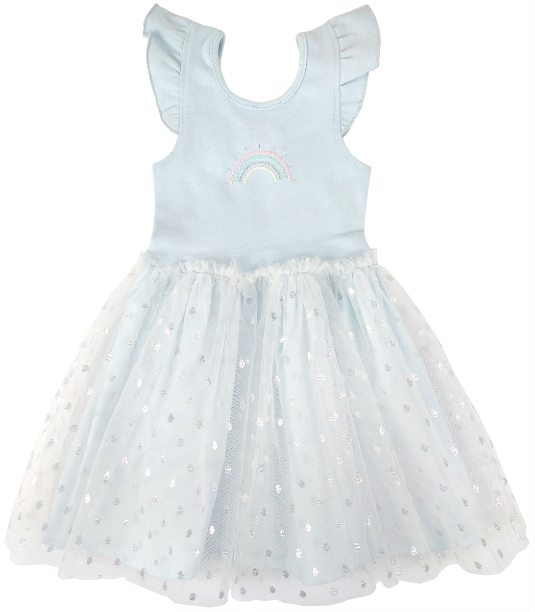 Albetta - Blue Silver Rainbow Ballet Dress – Mod Bodz Children’s Boutique